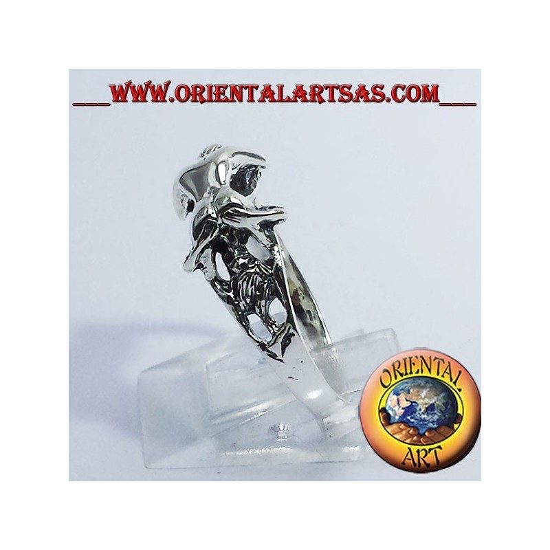 Erotischer Kamasutra-Silberring, neunundsechzig Stellung (Oralsex)