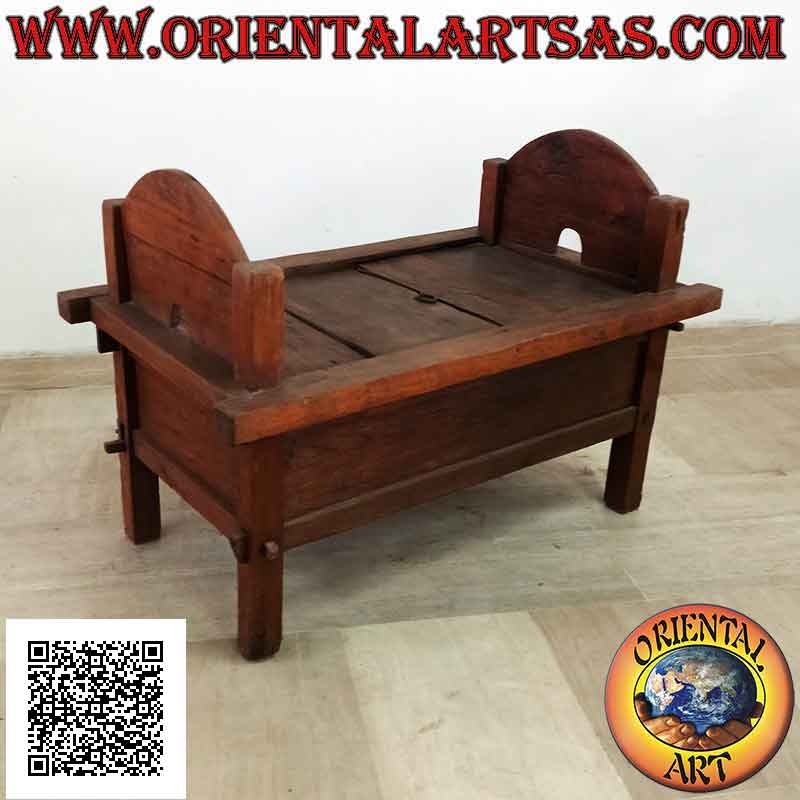 Bench - chest "Jodang" antique original smooth in antique teak wood ...
